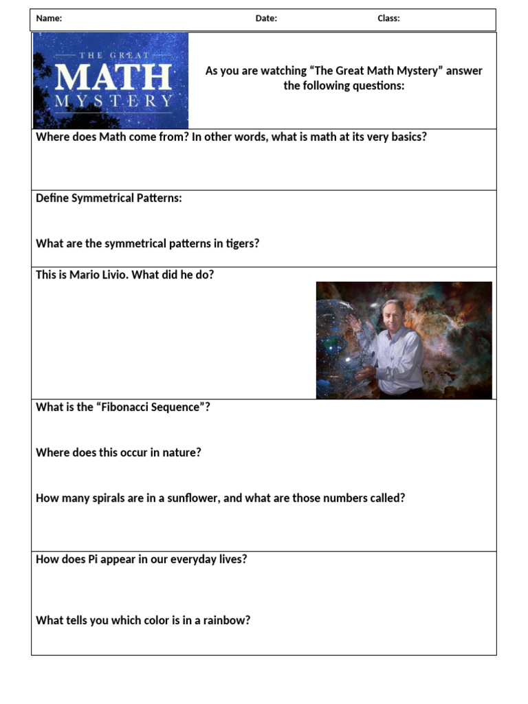 NOVATheGreatMathMysteryViewingGuide 1 | PDF
