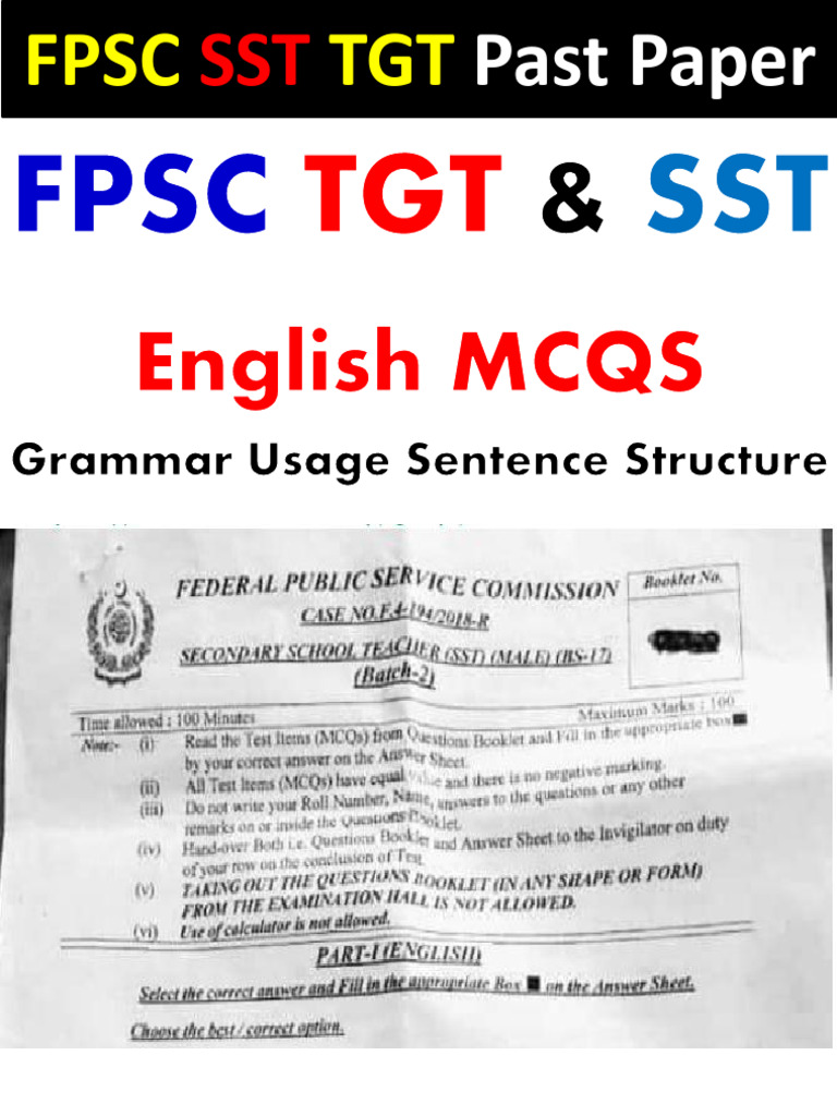 FPSC SST 2018 English Portion | PDF