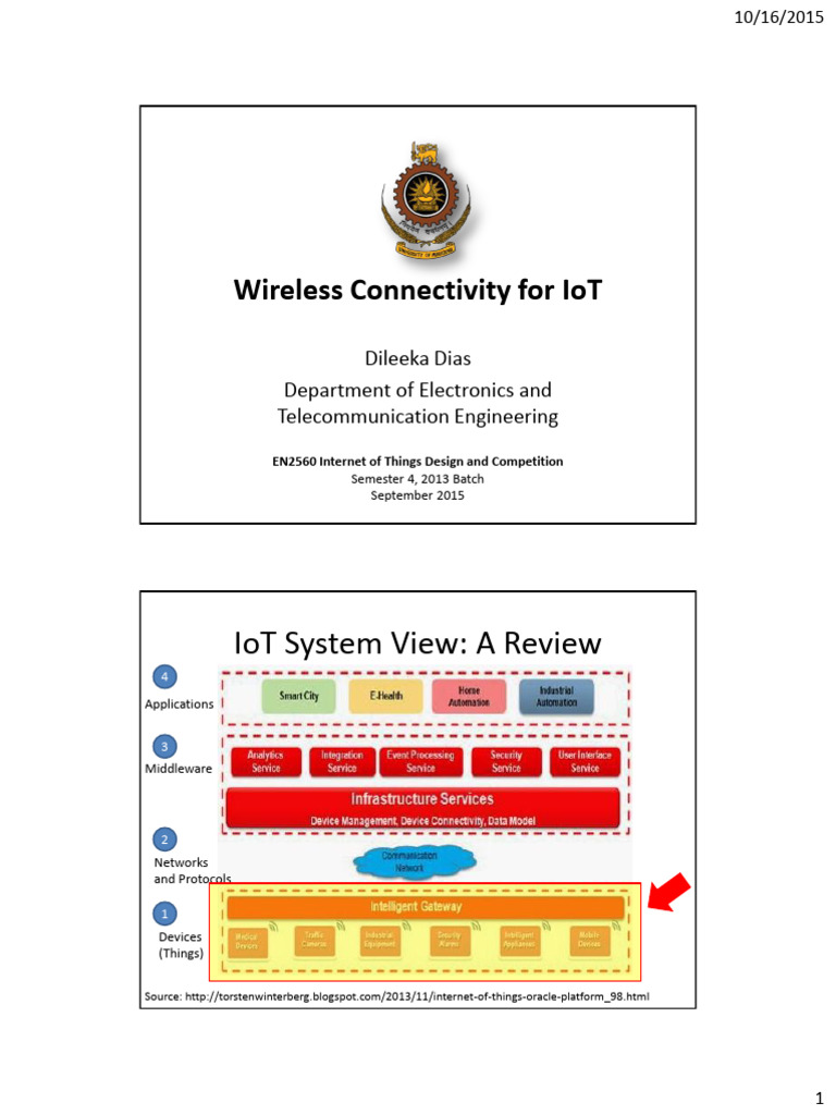Slides - Wireless Connectivity For IoT | PDF