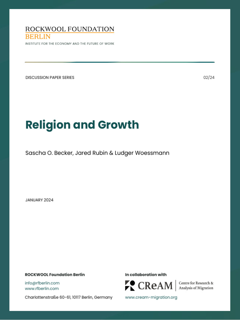 Becker Et Al (2024) Religion and Growth | PDF | Interest | Social Science
