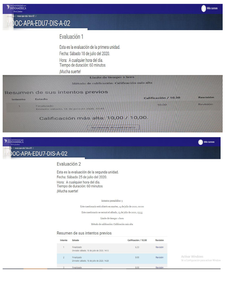 Evaluación 1 y Evaluación 2 Normas Appa | PDF