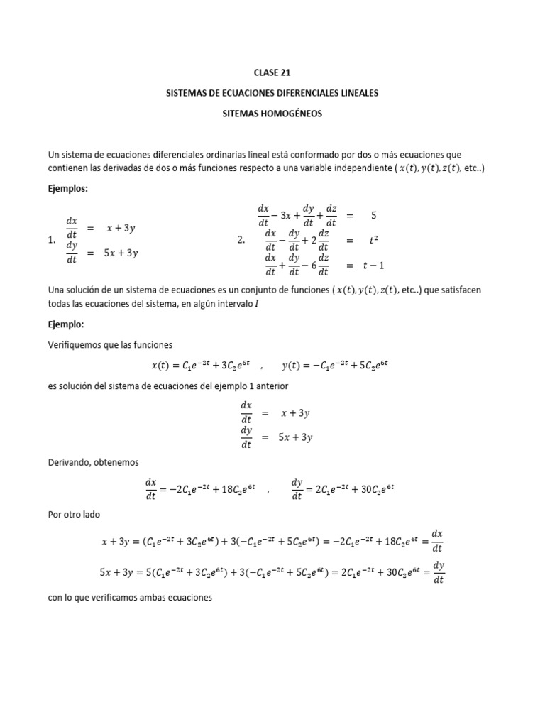 Clase-21-Edo-Sist. de Ec. Dif | PDF