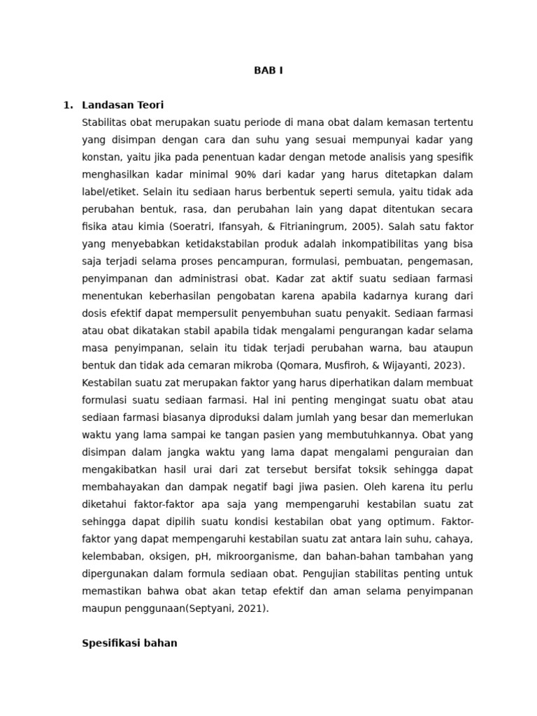 Laprak Uji Stabilitas | PDF