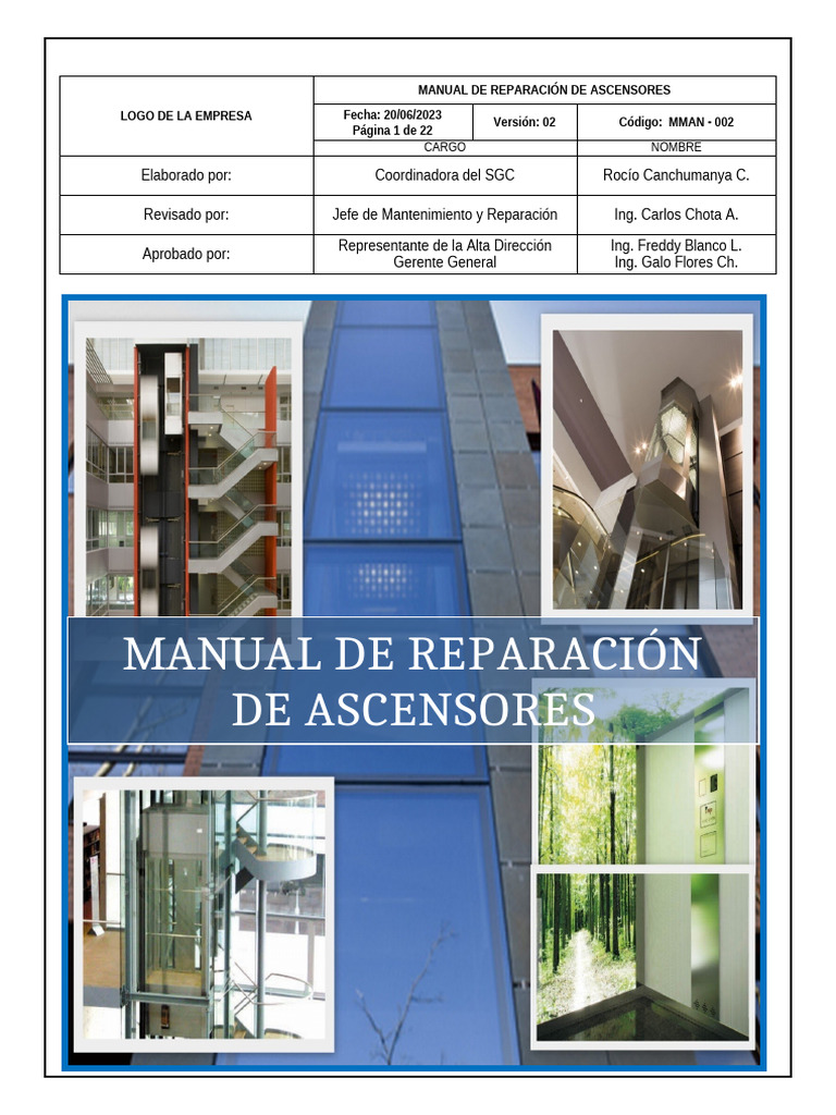 MMAN - 002 Manual de Reparaci N de Ascensores - V01 | PDF