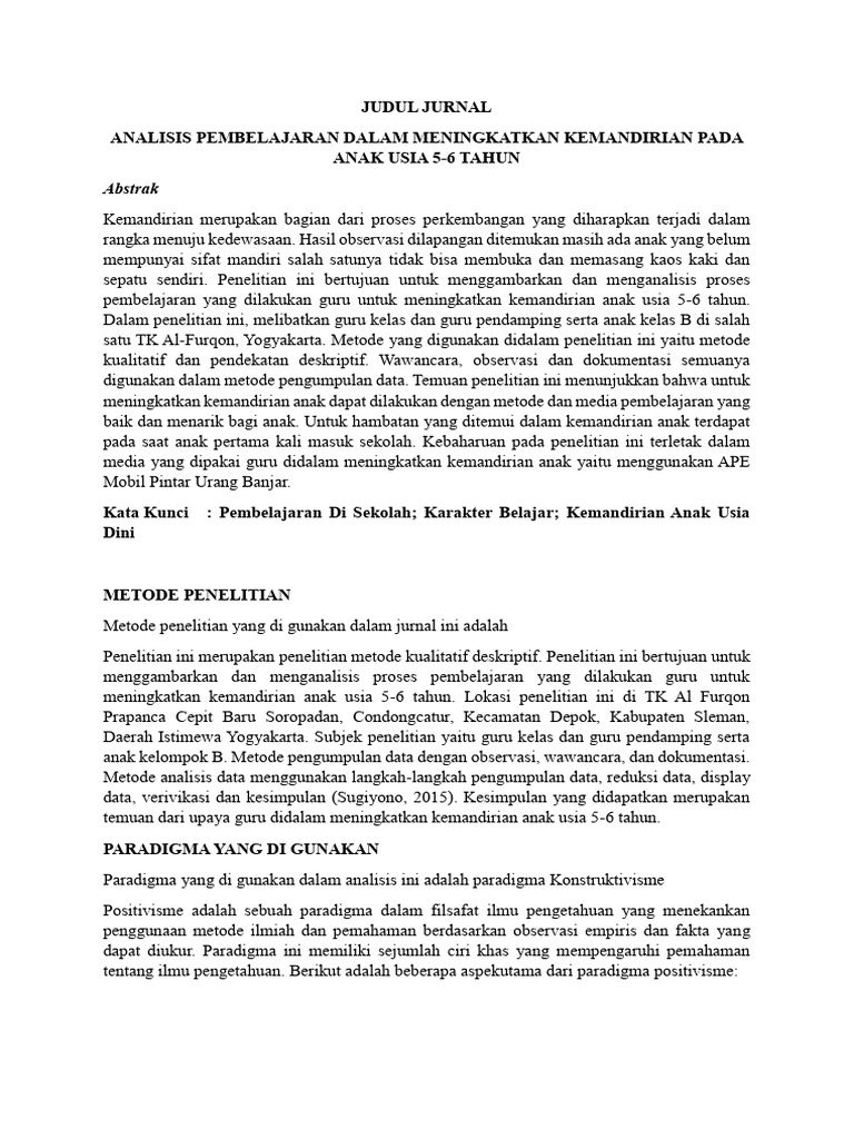 Anallisi Jurnal Sumarni UTS | PDF