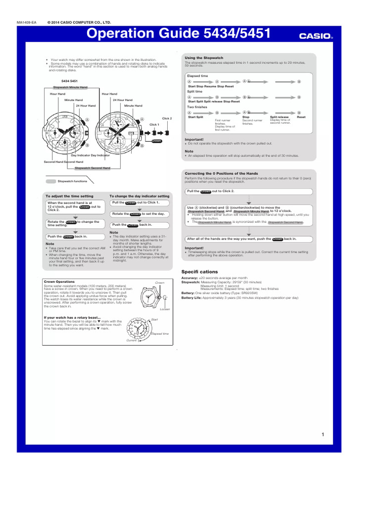 User Manual Casio Edifice EFR-556D-1AVUEF (English - 1 Pages) | PDF