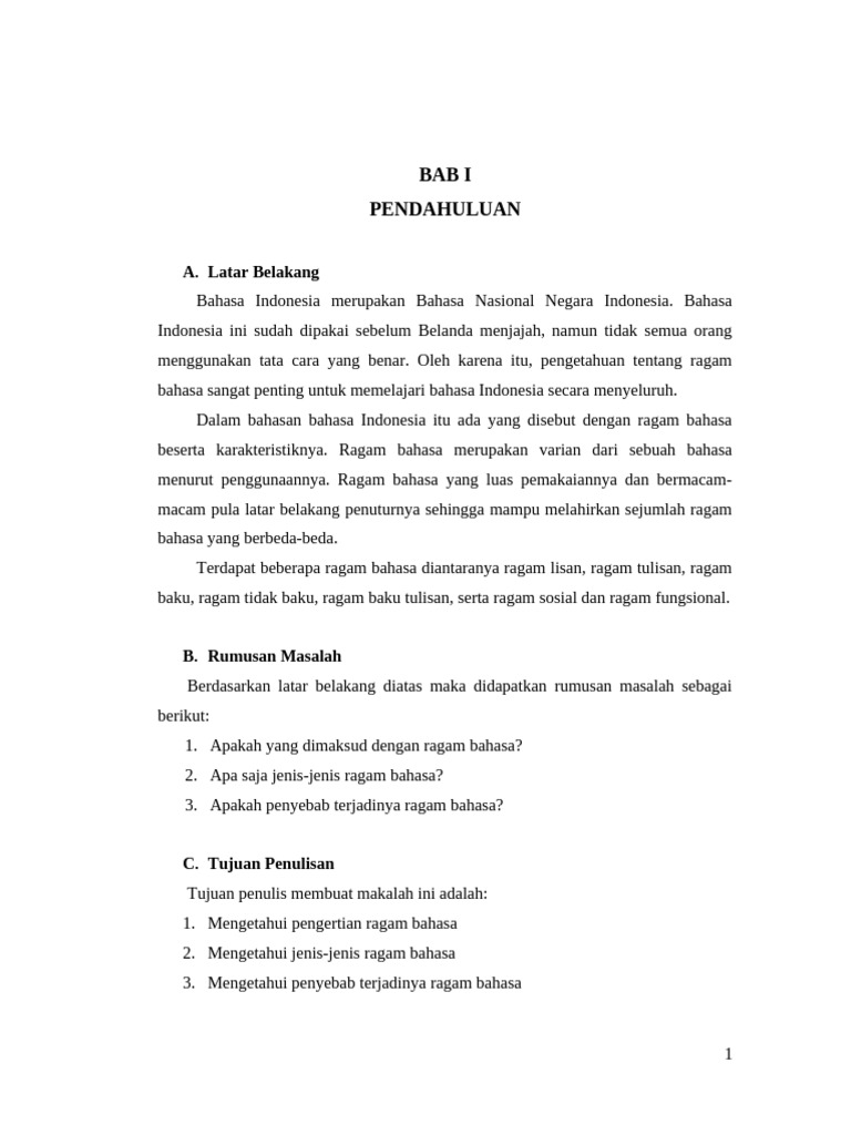 Makalah Bab 1-3 Beserta Dapus | PDF