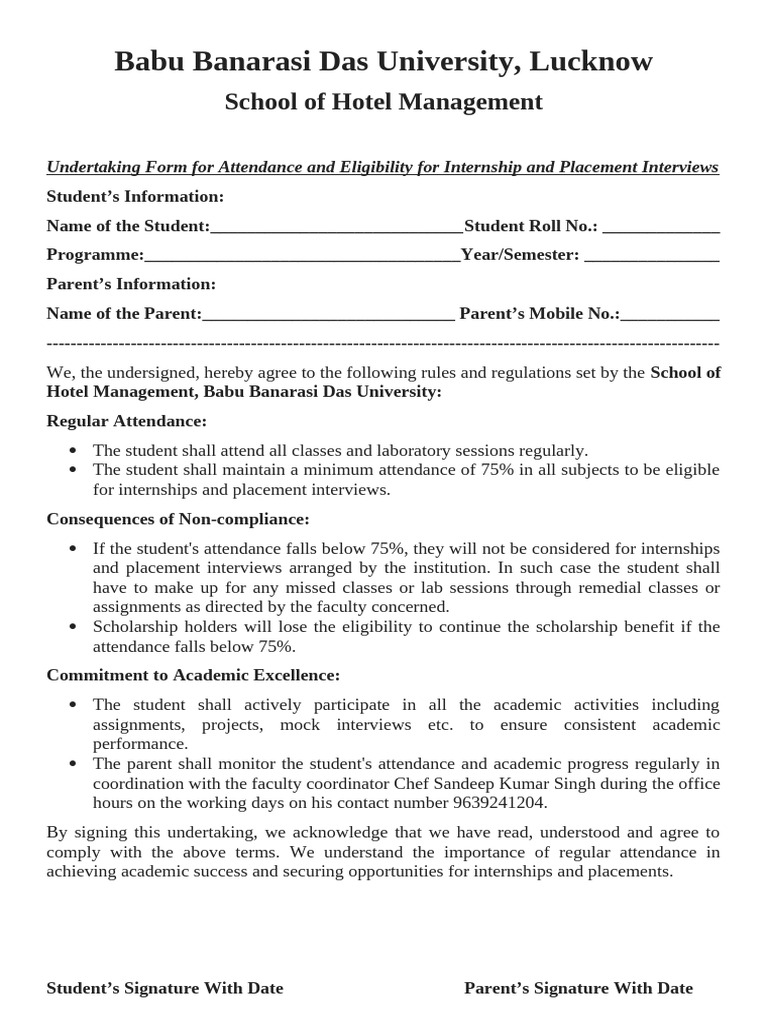 Undertaking From The Parents | PDF