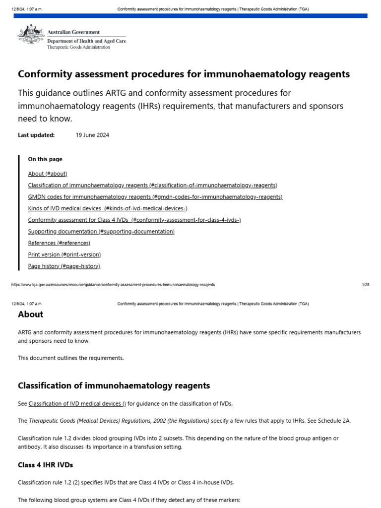 Conformity Assessment Procedures For Immunohaematology Reagents ...
