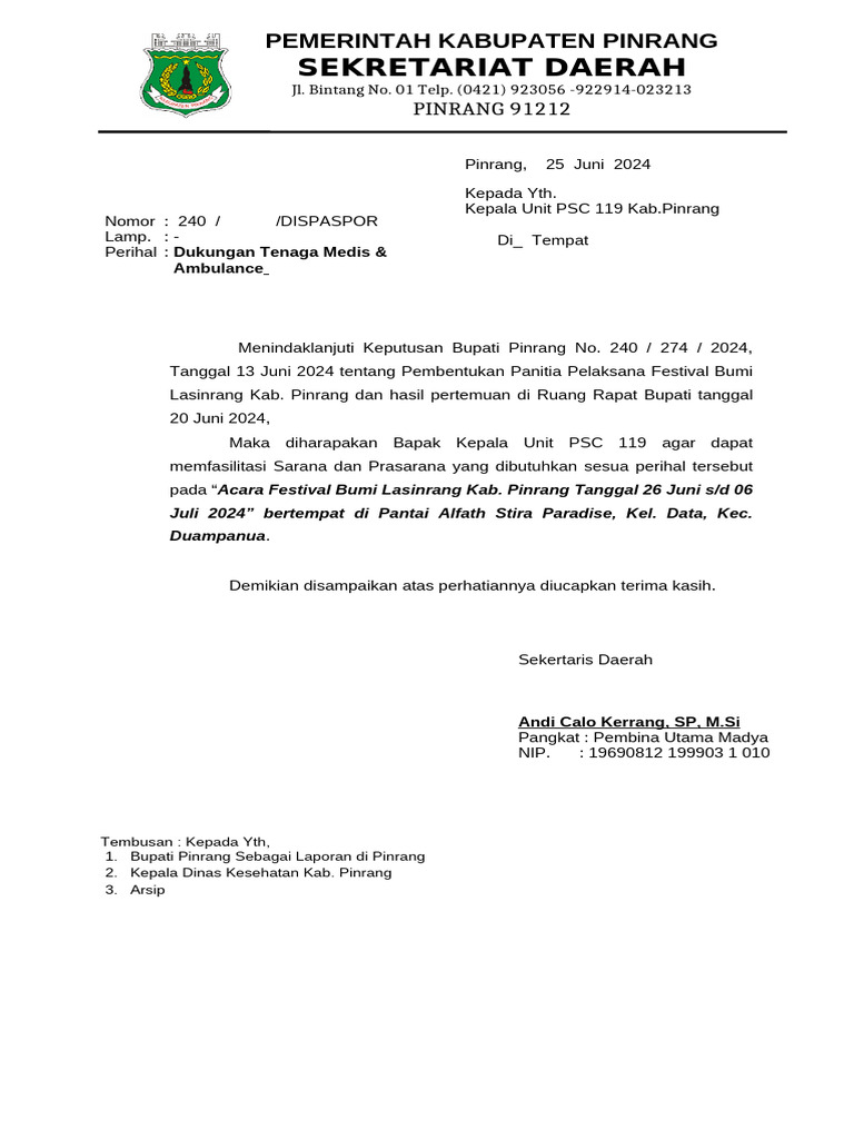 Surat Bantuan PSC 119 | PDF