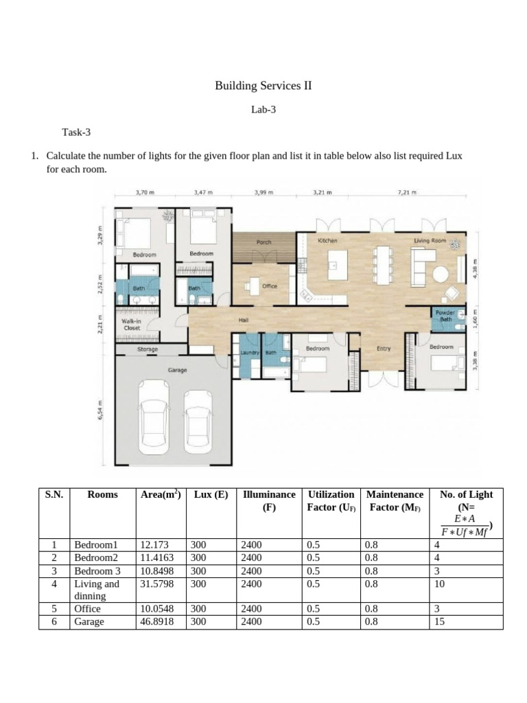 Lighting Calculation for Floor Plan | PDF | Bedroom | Interior Design