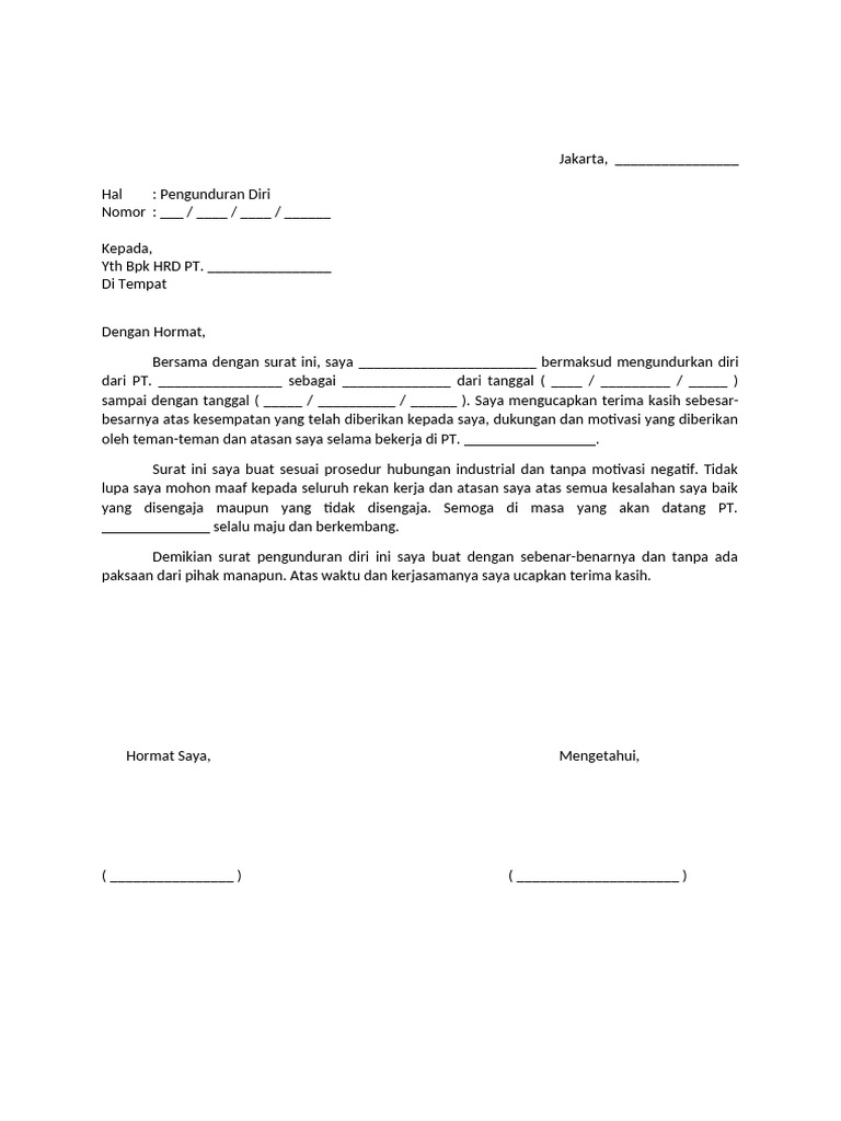 (DRAFT) Surat Resign | PDF