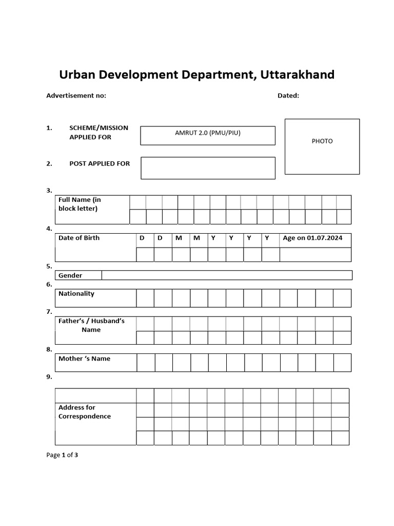 Application Form Amrut 2.0 | PDF
