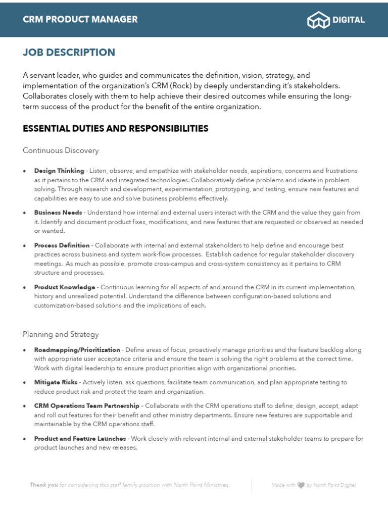 NPM Digital - CRM Product Manager 8.13 | PDF | Customer Relationship ...