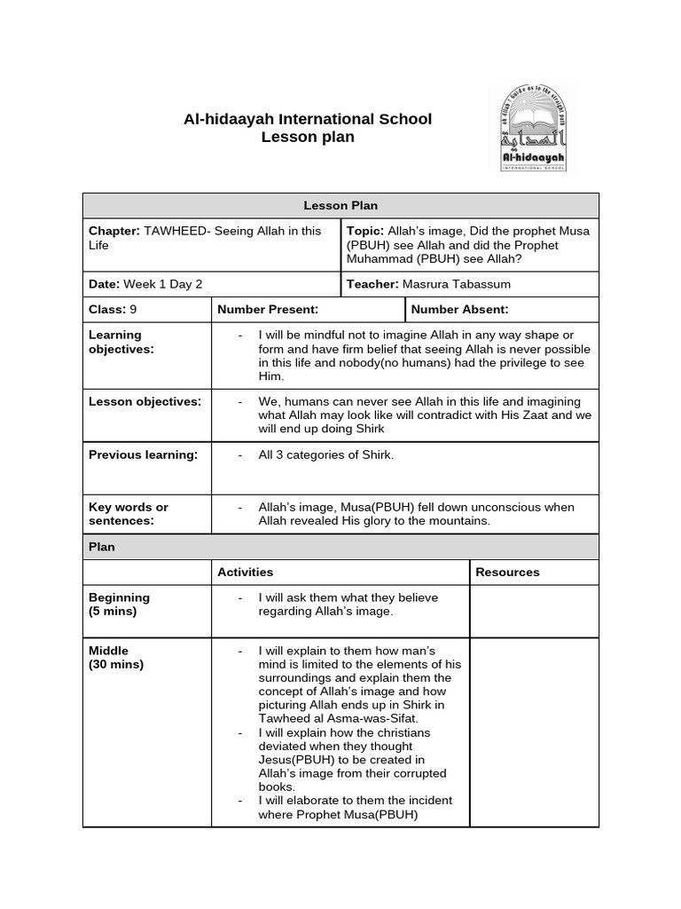 4 Weeks Lesson Plan of Grade 9 | PDF