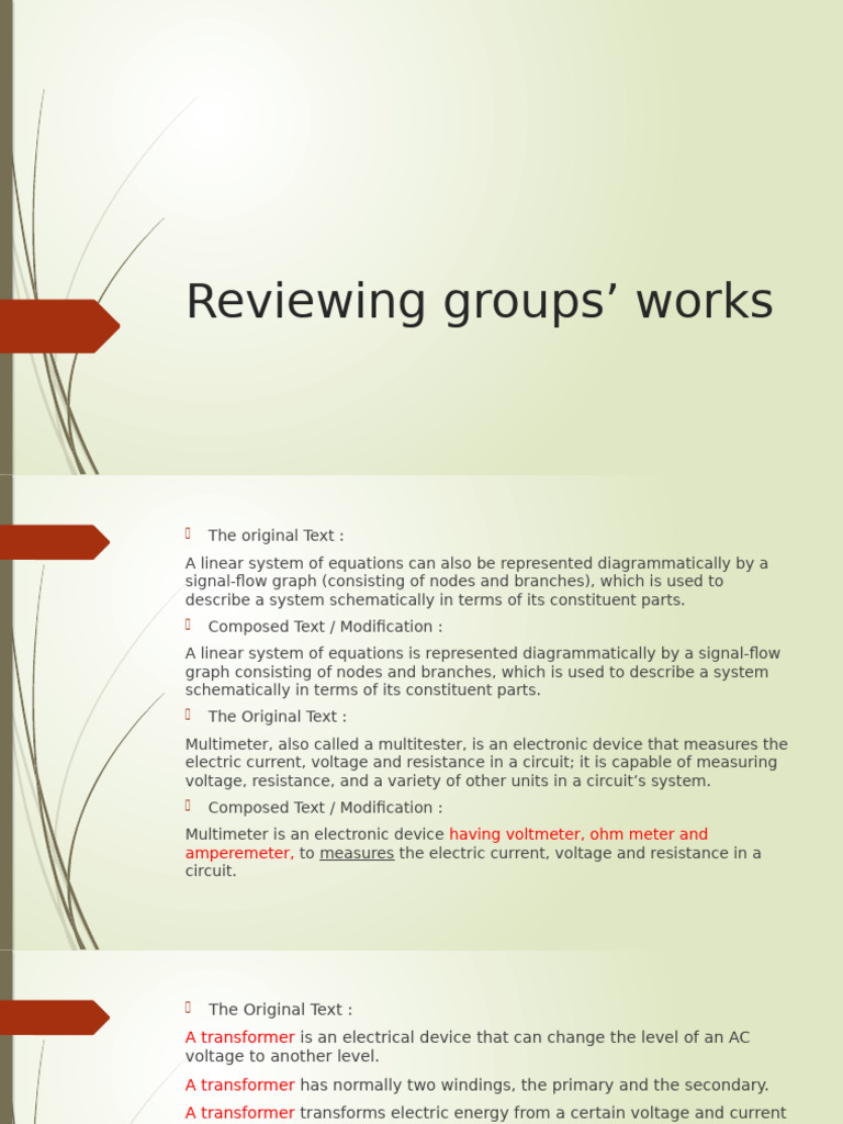 Reviewing Groups' Works | PDF