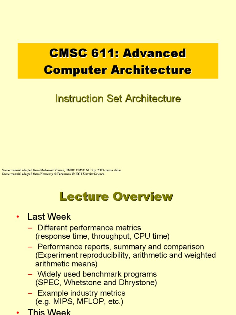 CMSC 611: Advanced Computer Architecture | PDF | Instruction Set | Mips Instruction Set