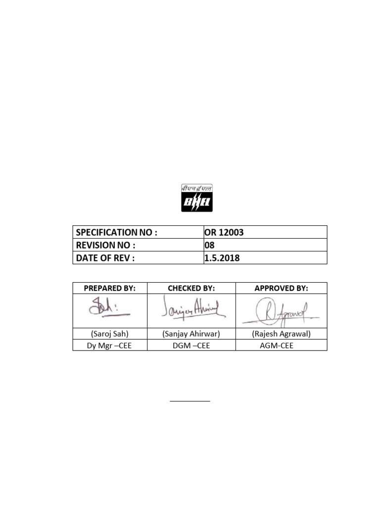 BHEL Tech Spec OR - 12003 - REV08 - 300SQMM - EVA | PDF