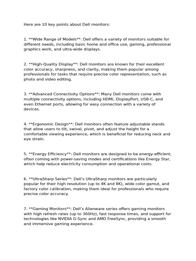 Here Are 10 Key Points About Dell Monitors | PDF