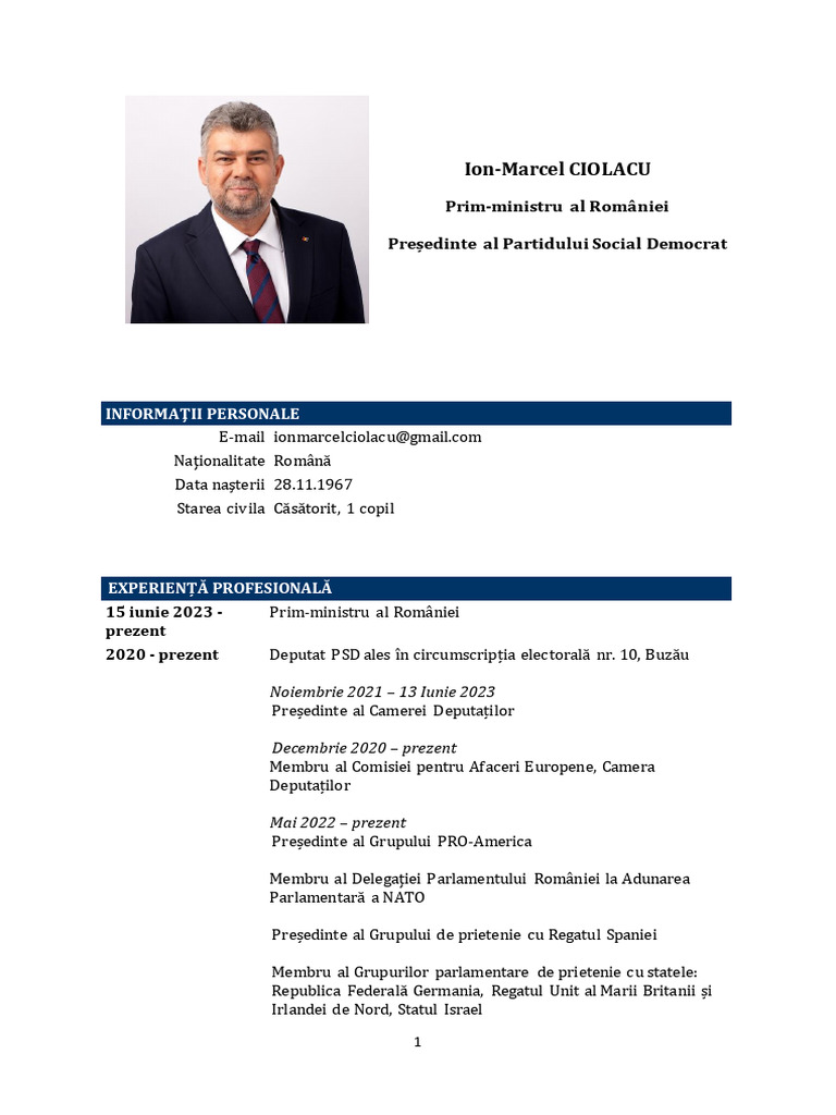 CV - Ion-Marcel Ciolacu | PDF