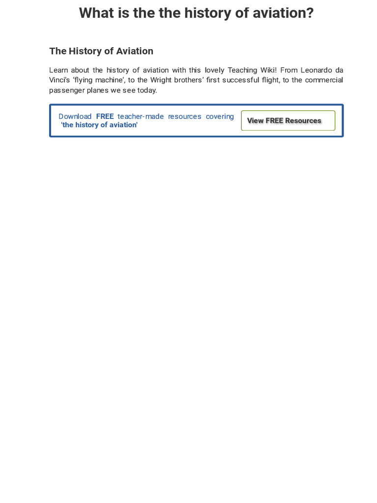 History of Aviation - History of Flight Timeline | PDF