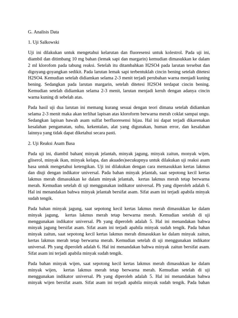 Analisis Salkowski Dan Reaksi Asam Basa | PDF