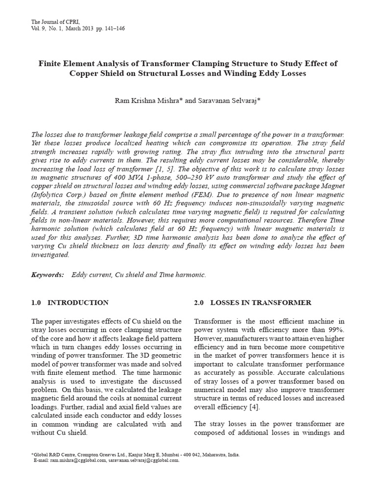 Finite Element Analysis Of Transformer Pdf Transformer Teaching Methods And Materials