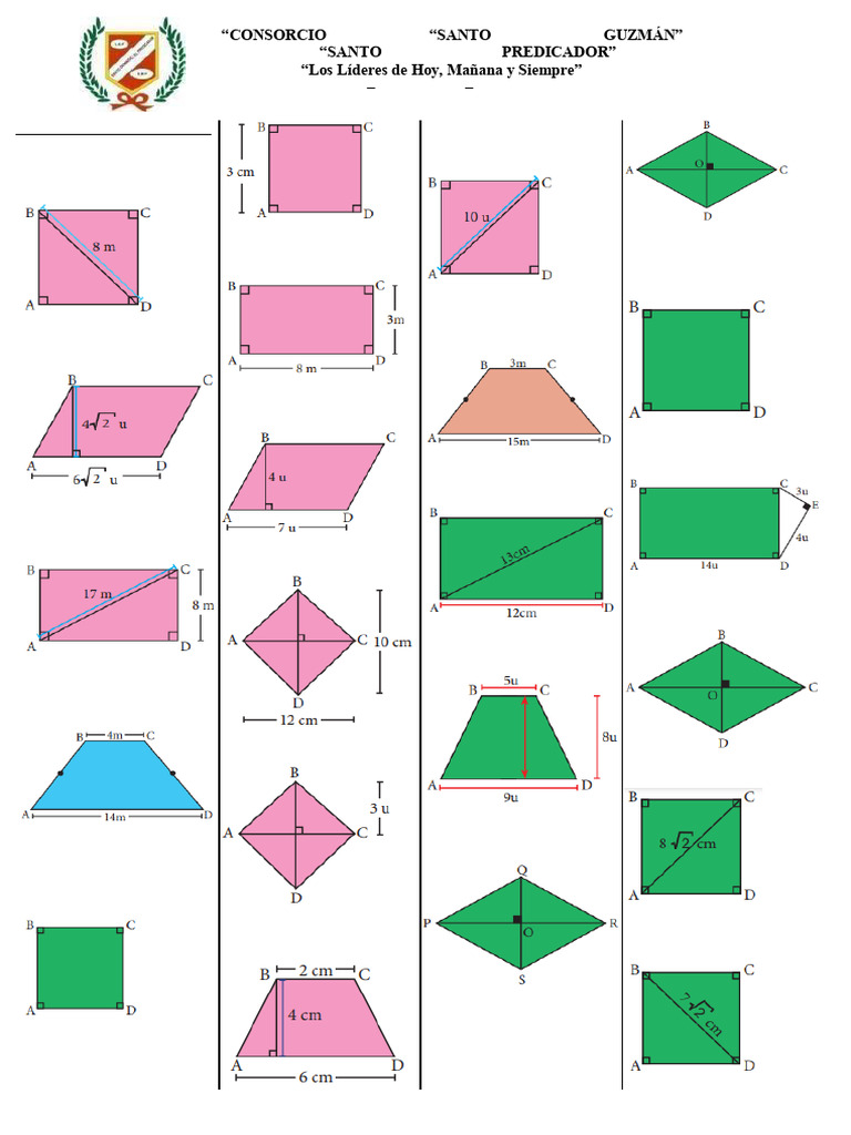 Áreas Cuadrangulares - Práctica 2do Sec | PDF
