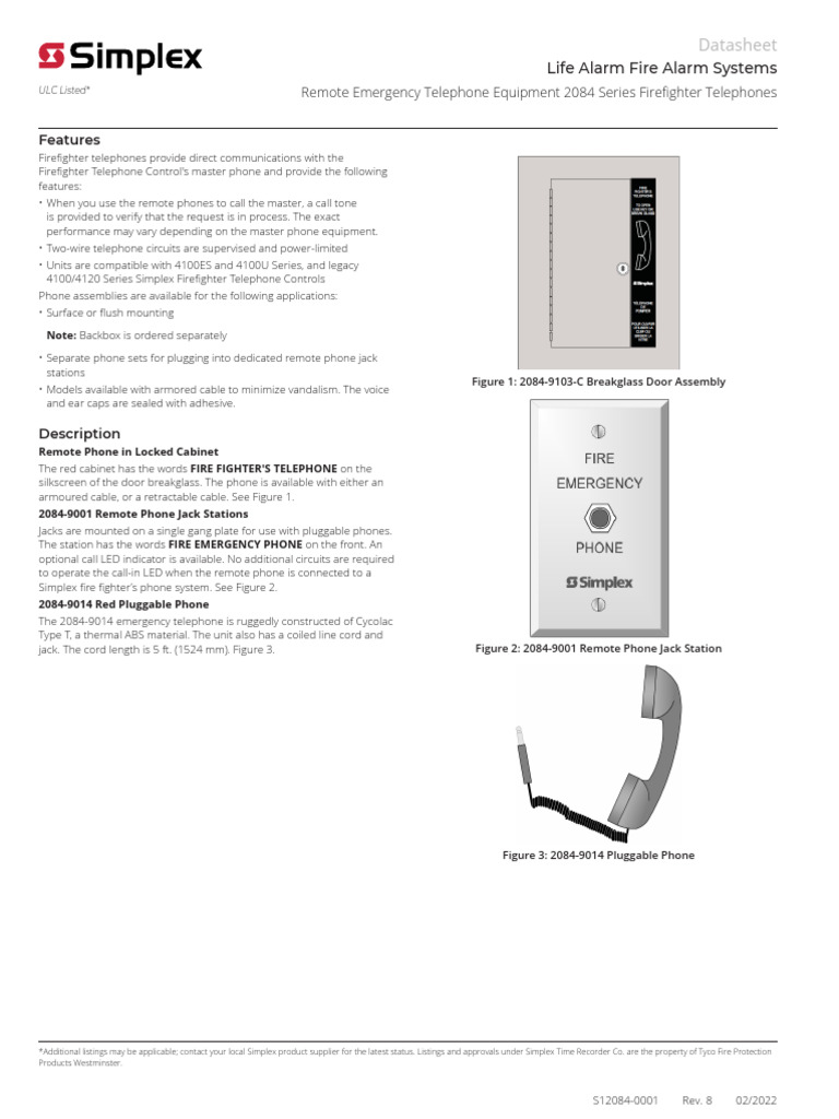 Features: Remote Emergency Telephone Equipment 2084 Series Firefighter ...