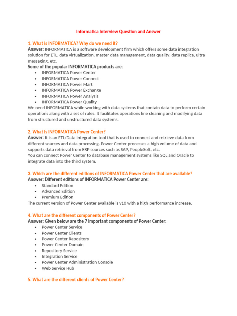 Informatica Interview Question and Answer | PDF