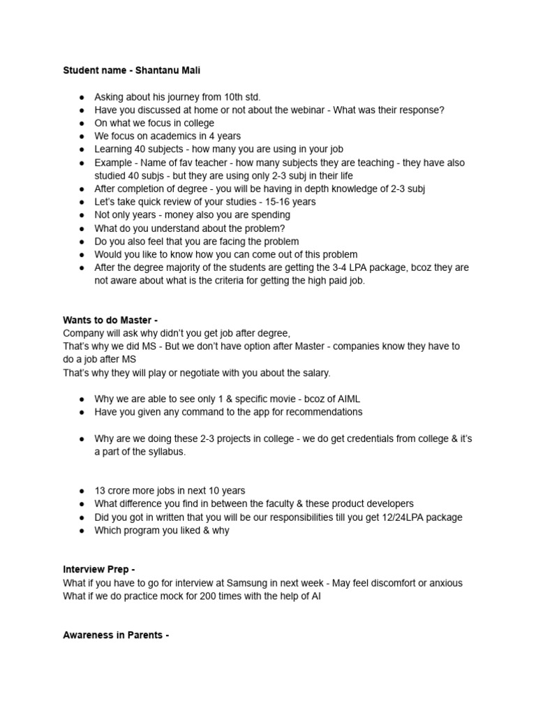 BOB Learnings - Shantanu Mali | PDF