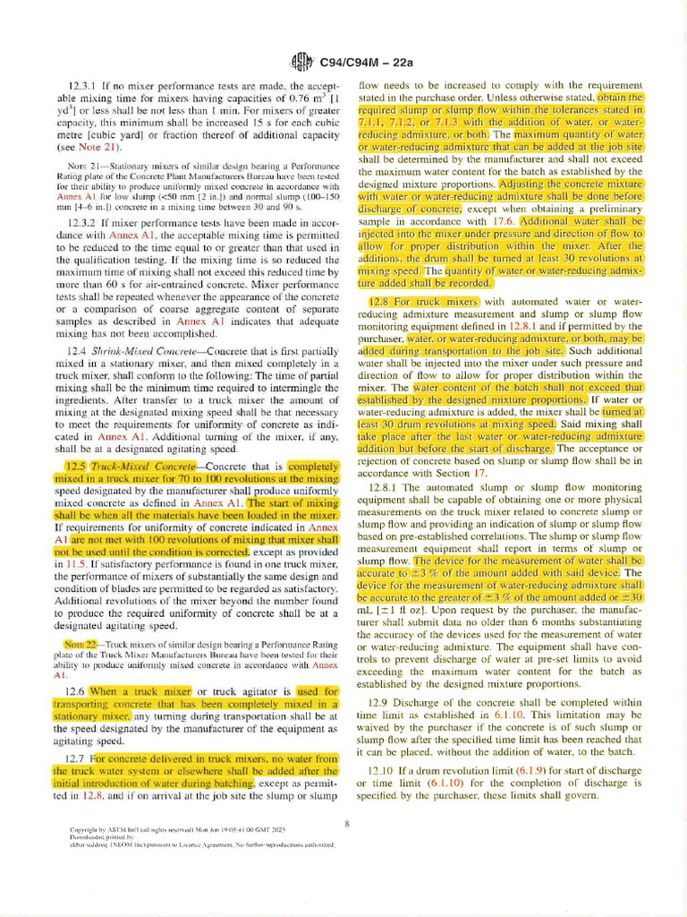 ASTM C 94 - C94M-22a | PDF