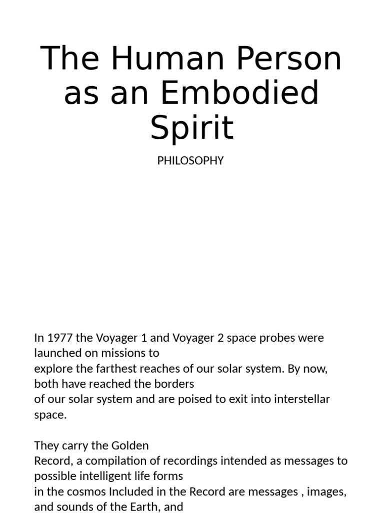 Introduction To The Human Person As An Embodied Spirit | PDF