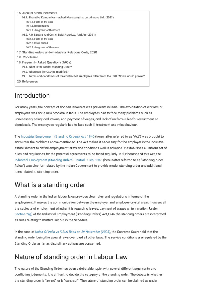 Standing Order in Labour Law - IPleaders | PDF