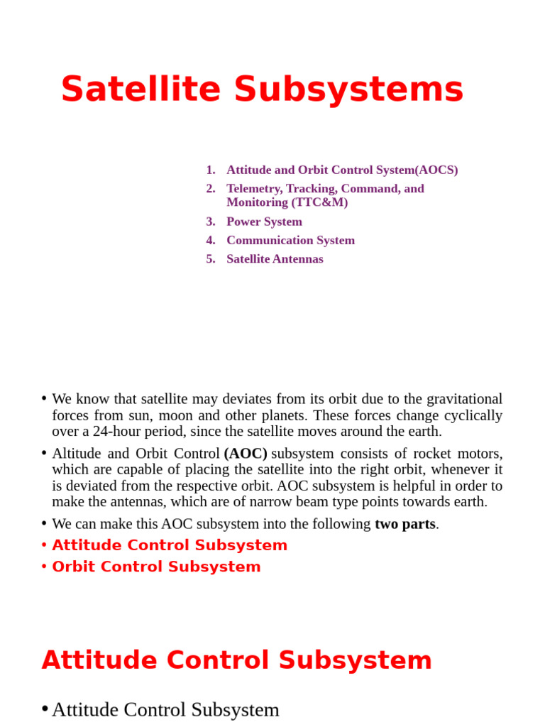Satellite Subsystems | PDF