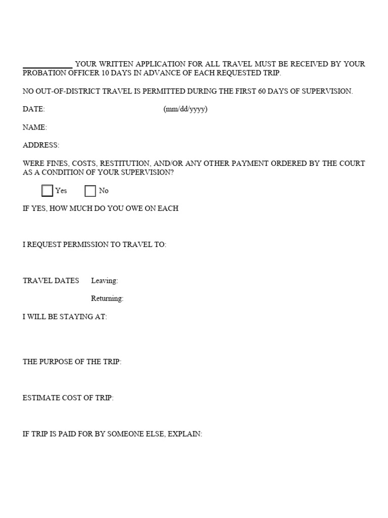 Application To Travel | PDF
