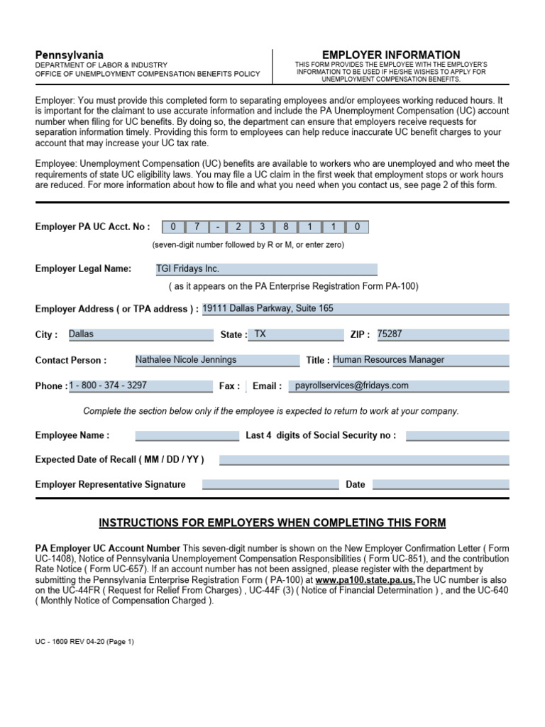 Pennsylvania Department of Labor & Industry, Office of Unemployment ...