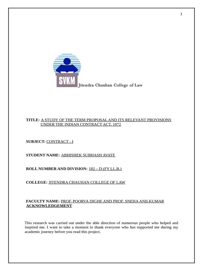 PROJECT CONTRACT (1) Example | PDF