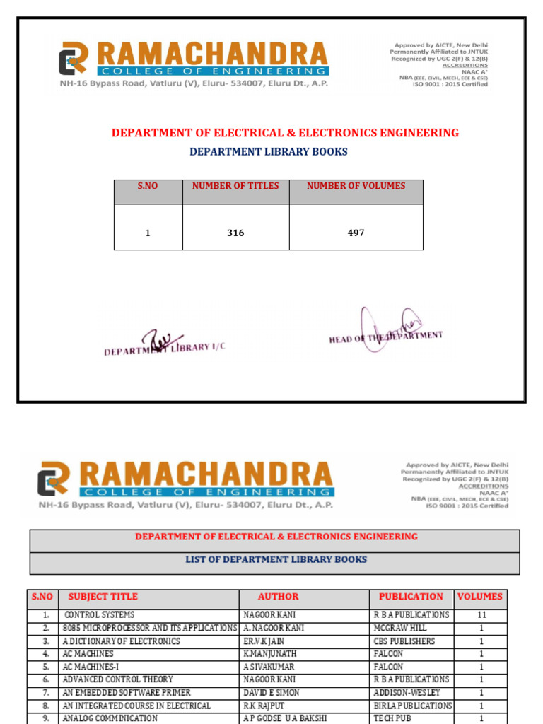 Eee Department List of Library Books | PDF