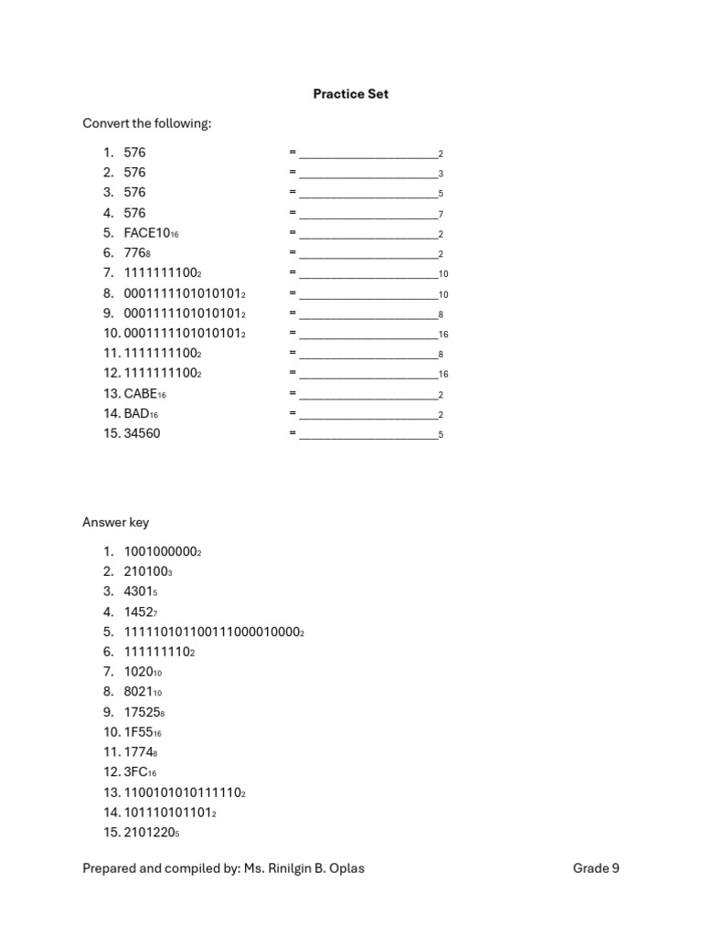 Number System Practice Set Pdf