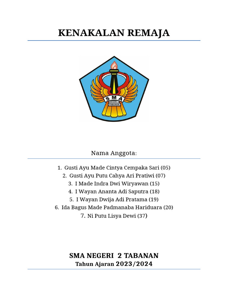 KENAKALAN REMAJA (Miras) X3 | PDF