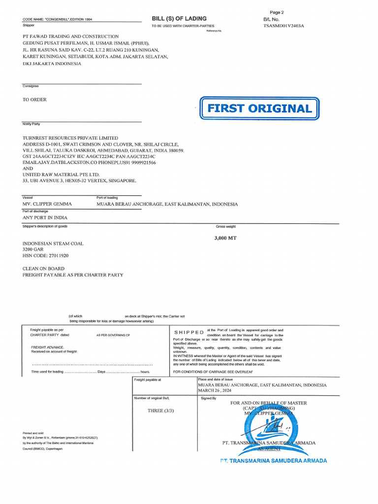 MV Clipper Gemma - 1ST Original | PDF