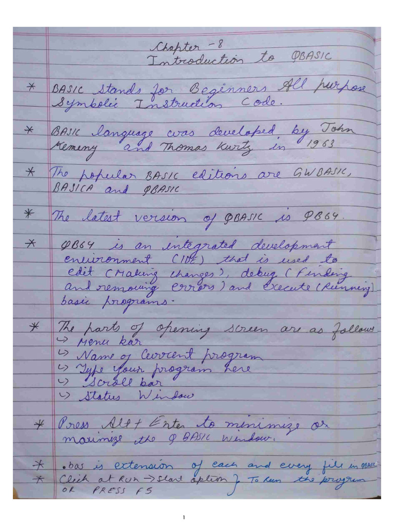 Chapter 8 Introduction To Qbasic | PDF