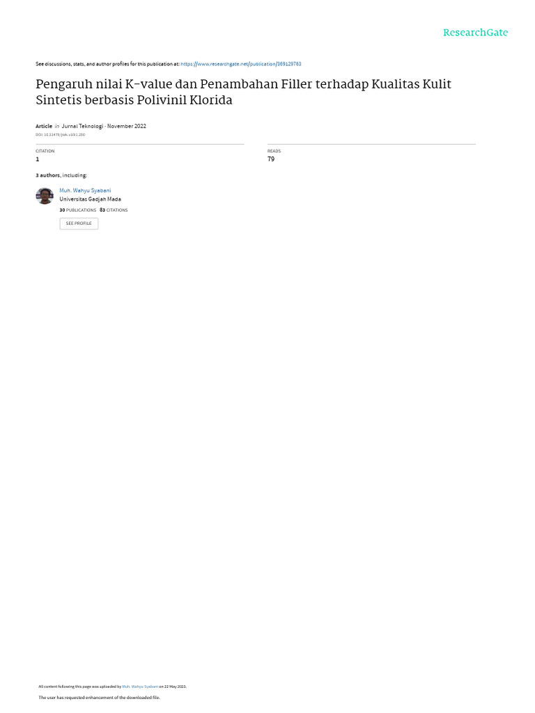 Pengaruh Nilai K-Value Dan Penambahan Filler Terha | PDF