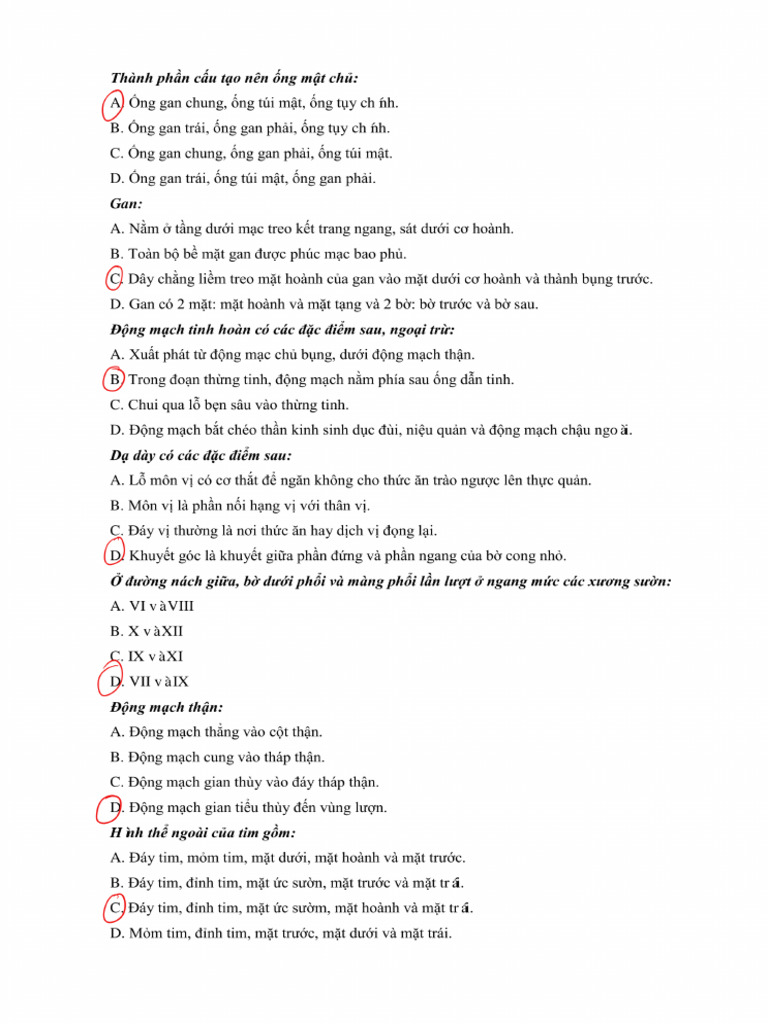 Giai Phau Trac Nghiem | PDF