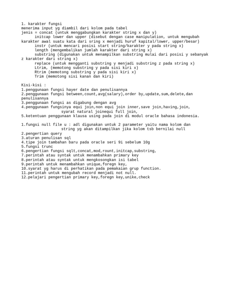 Fungsi SQL Oracle | PDF
