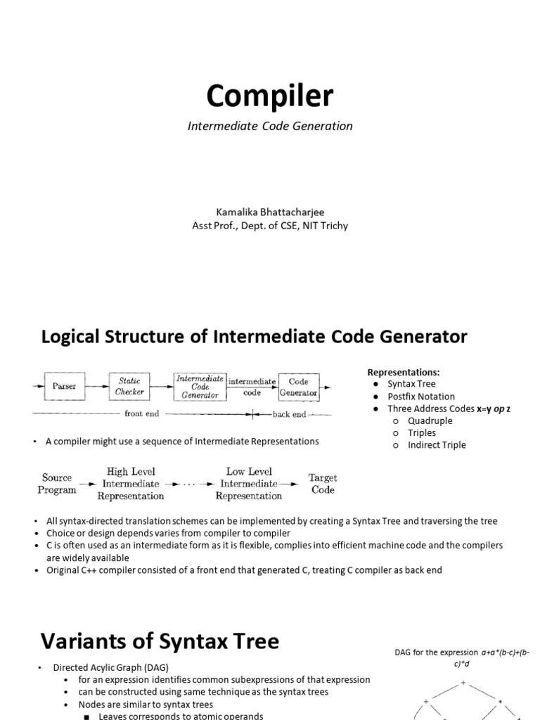 Compiler IntermediateCodeGeneration | PDF