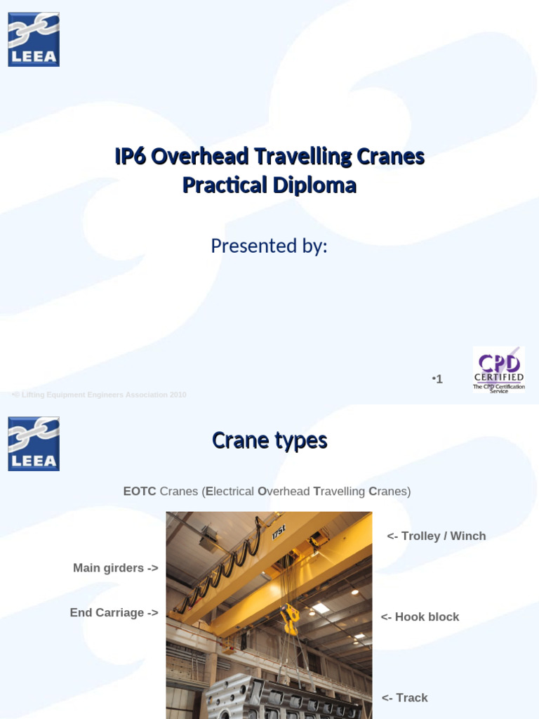 IP6 Overhead Travelling Cranes Practical Diploma | PDF