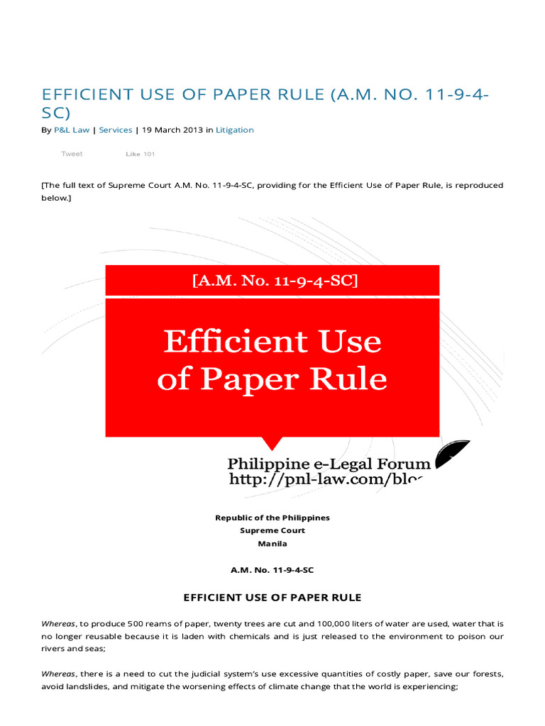 Efficient Use of Paper Rule A.M. No. 11 9 4 SC Philippine e Legal Forum ...