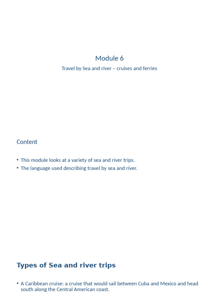 Chap 6 Travel by Sea and River - Cruises and Ferries | PDF